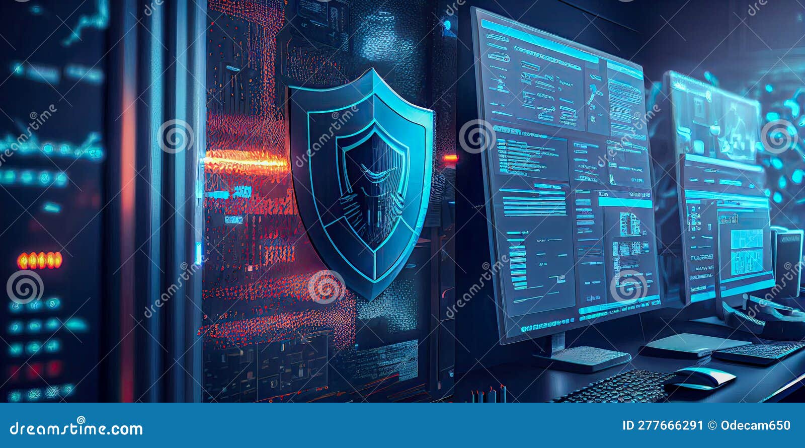 Computer Security Specialist Protects the Network Stock Illustration ...