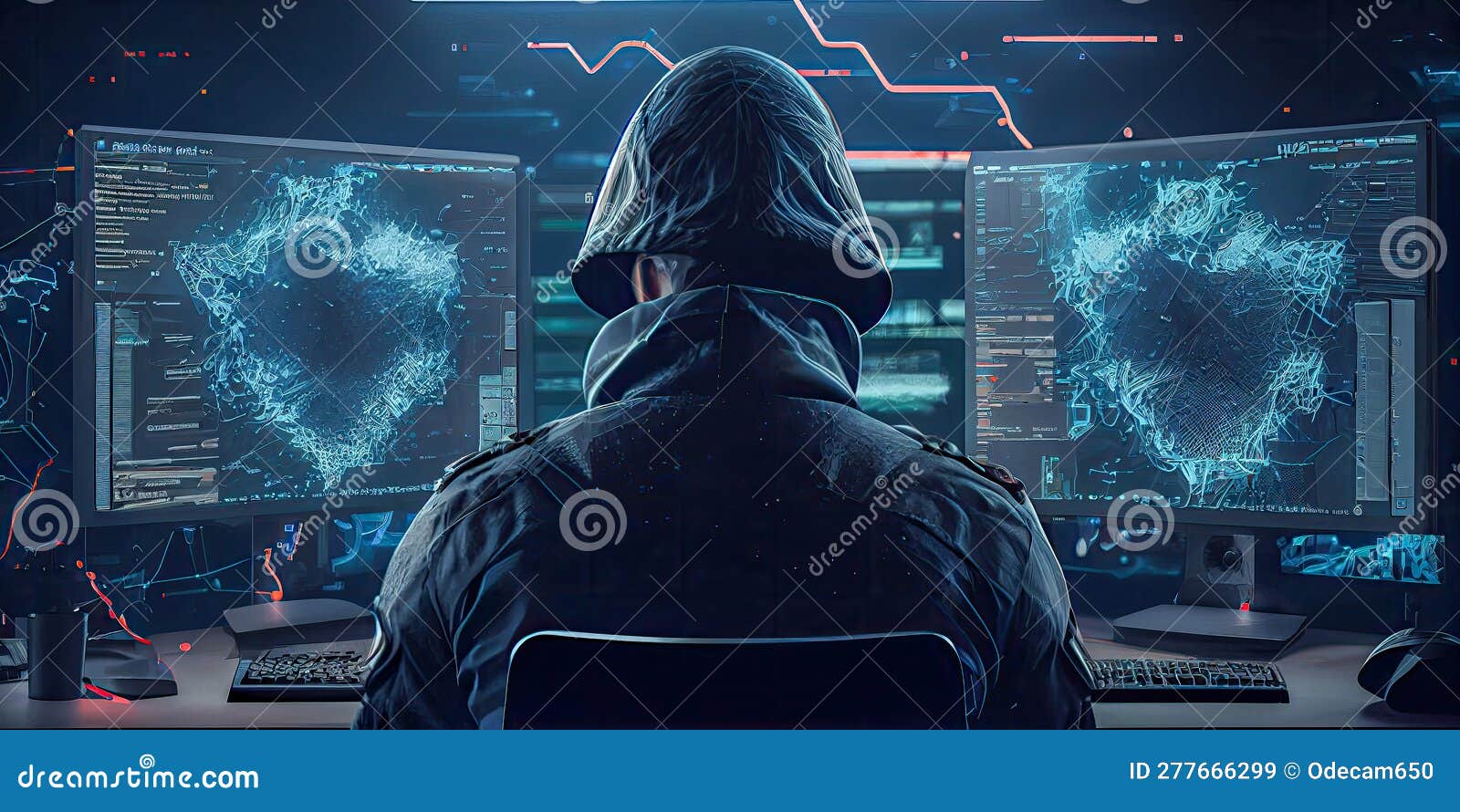 Computer Security Specialist Protects the Network Stock Illustration ...