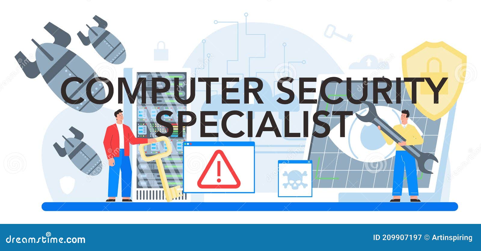 Computer Security Specialist Typographic Header. Idea of Digital Data ...