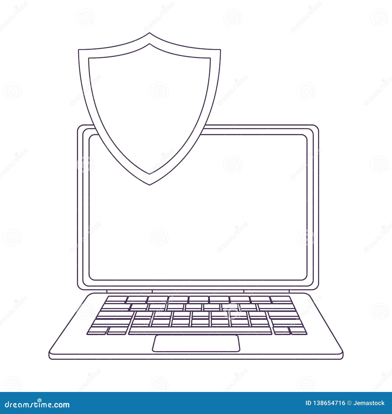 Computer with Security Symbol Stock Vector - Illustration of ...