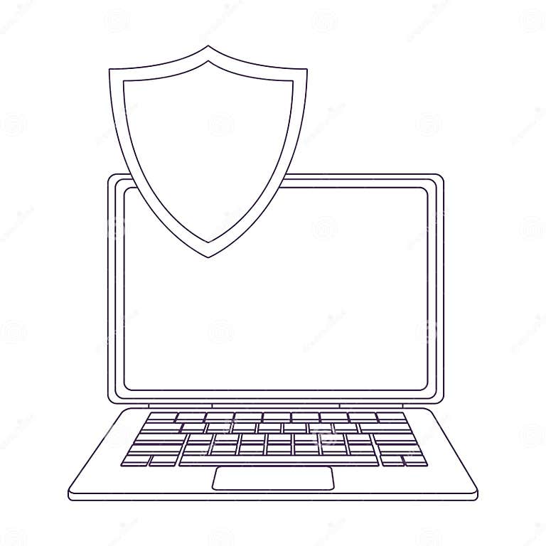 Computer with Security Symbol Stock Vector - Illustration of ...