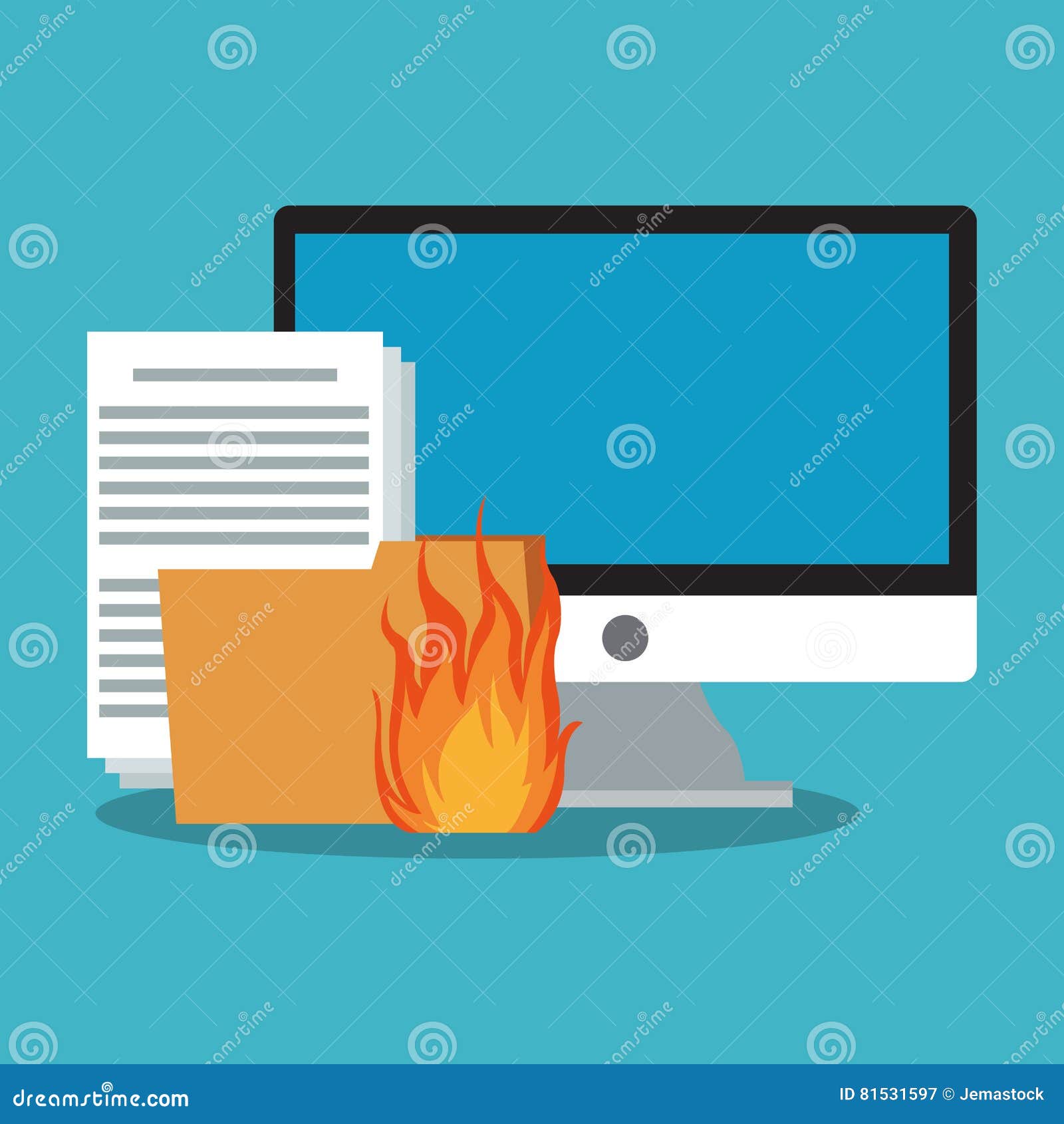 Computer and Security System Design Stock Vector - Illustration of ...