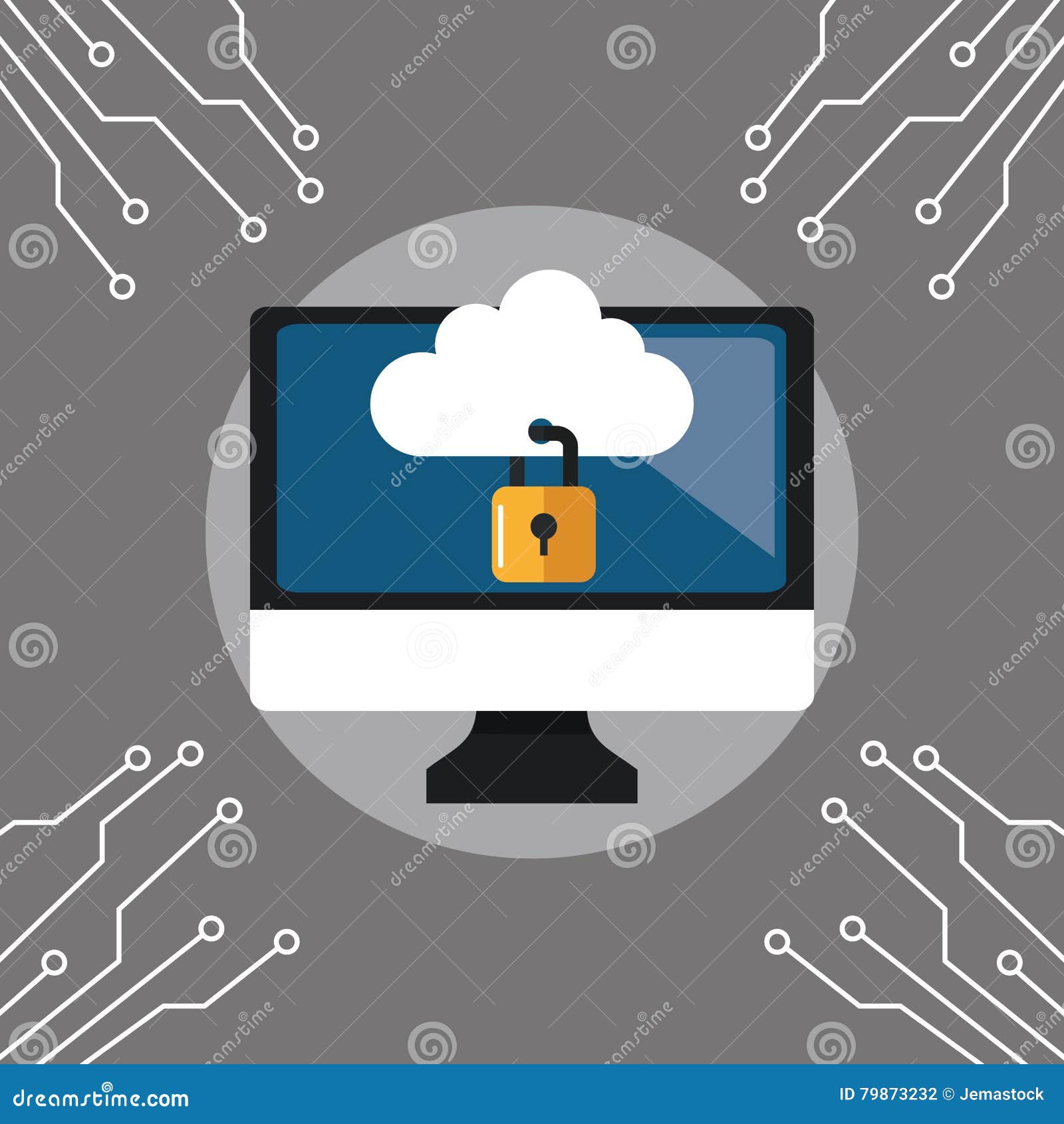 Computer and Security System Design Stock Illustration - Illustration ...