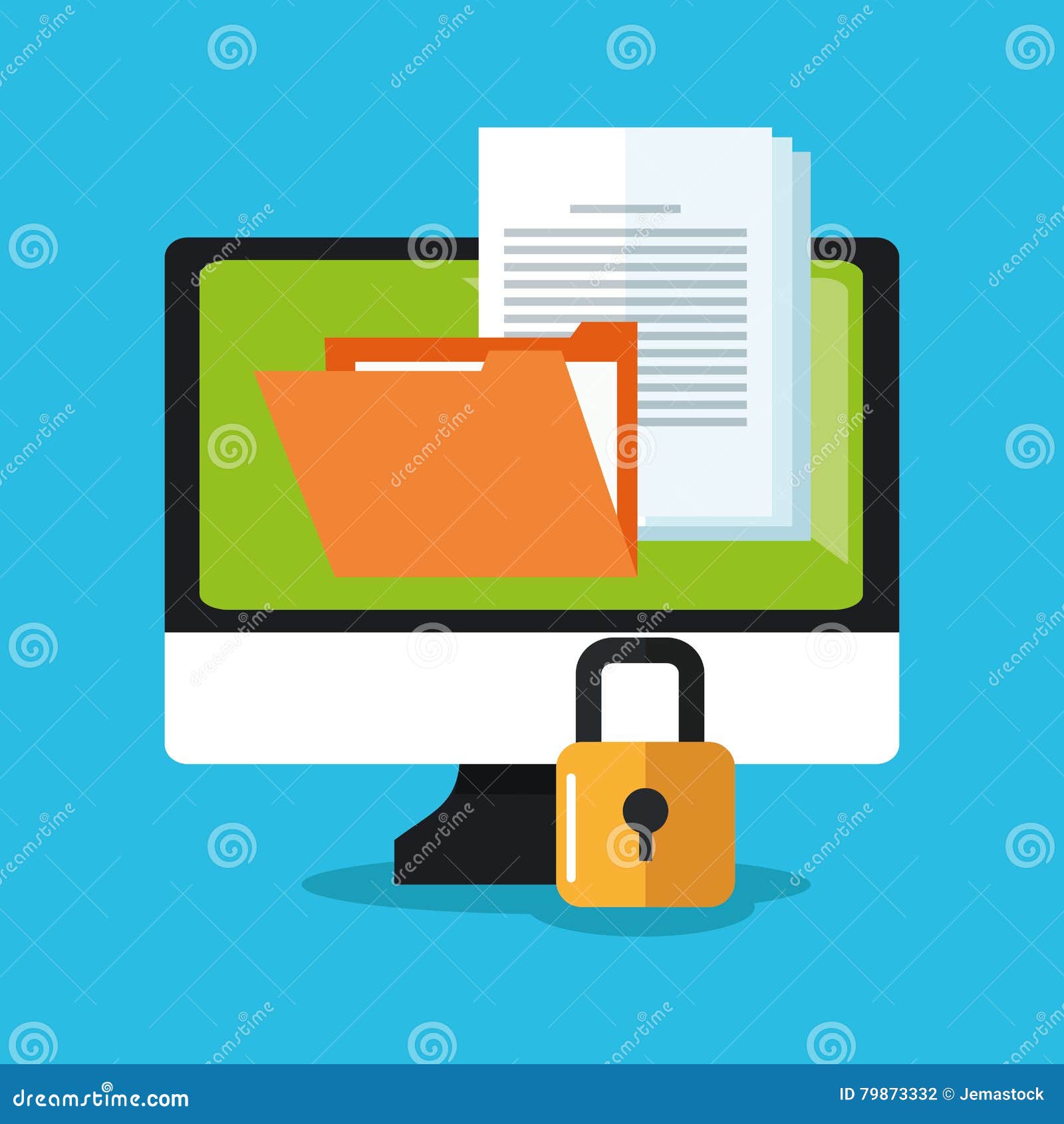 Computer and Security System Design Stock Illustration - Illustration ...