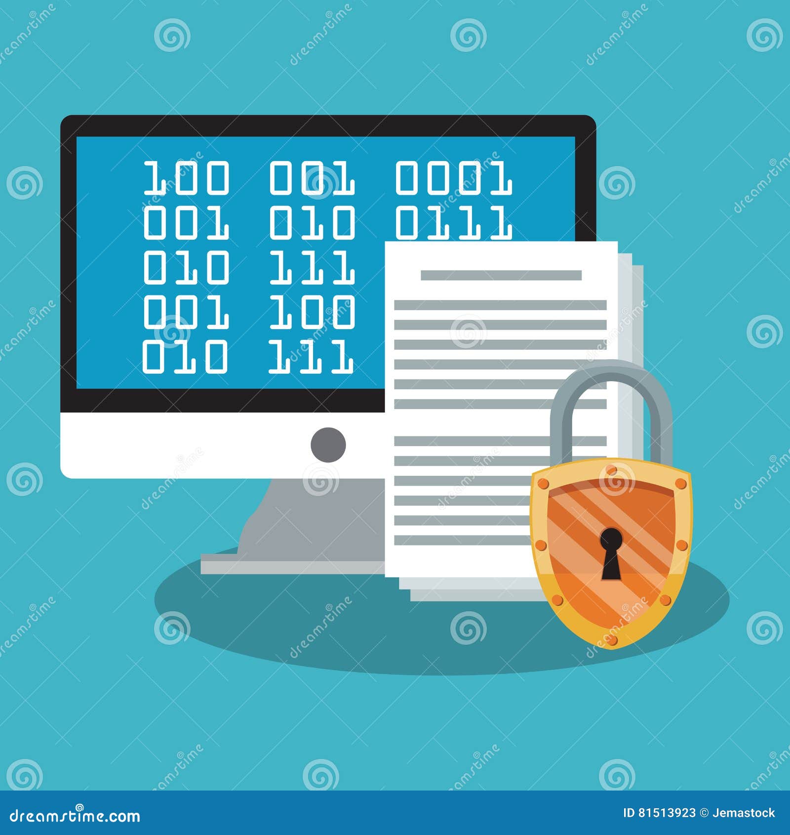 Computer and Security System Design Stock Vector - Illustration of ...