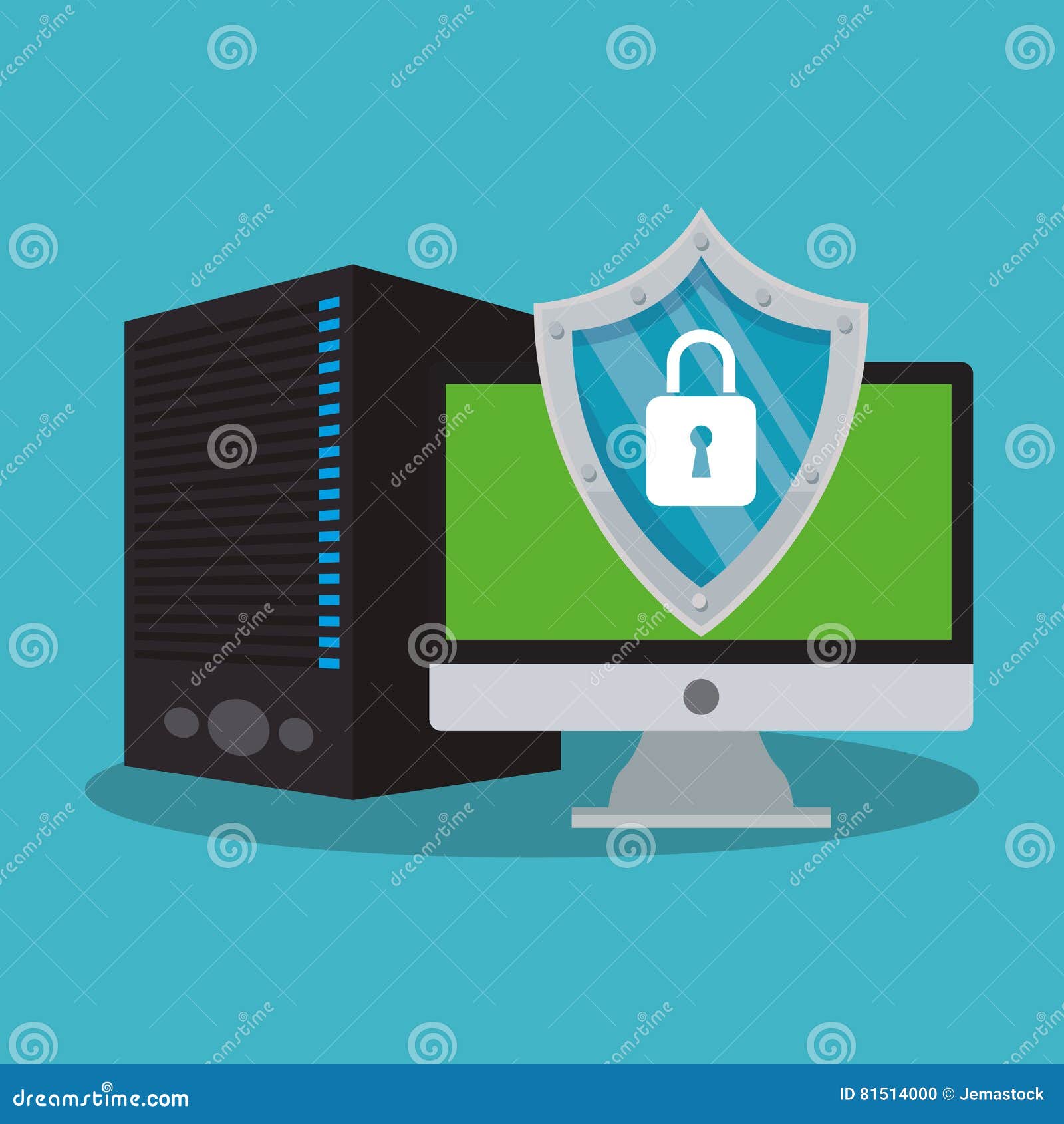 Computer and Security System Design Stock Vector - Illustration of ...