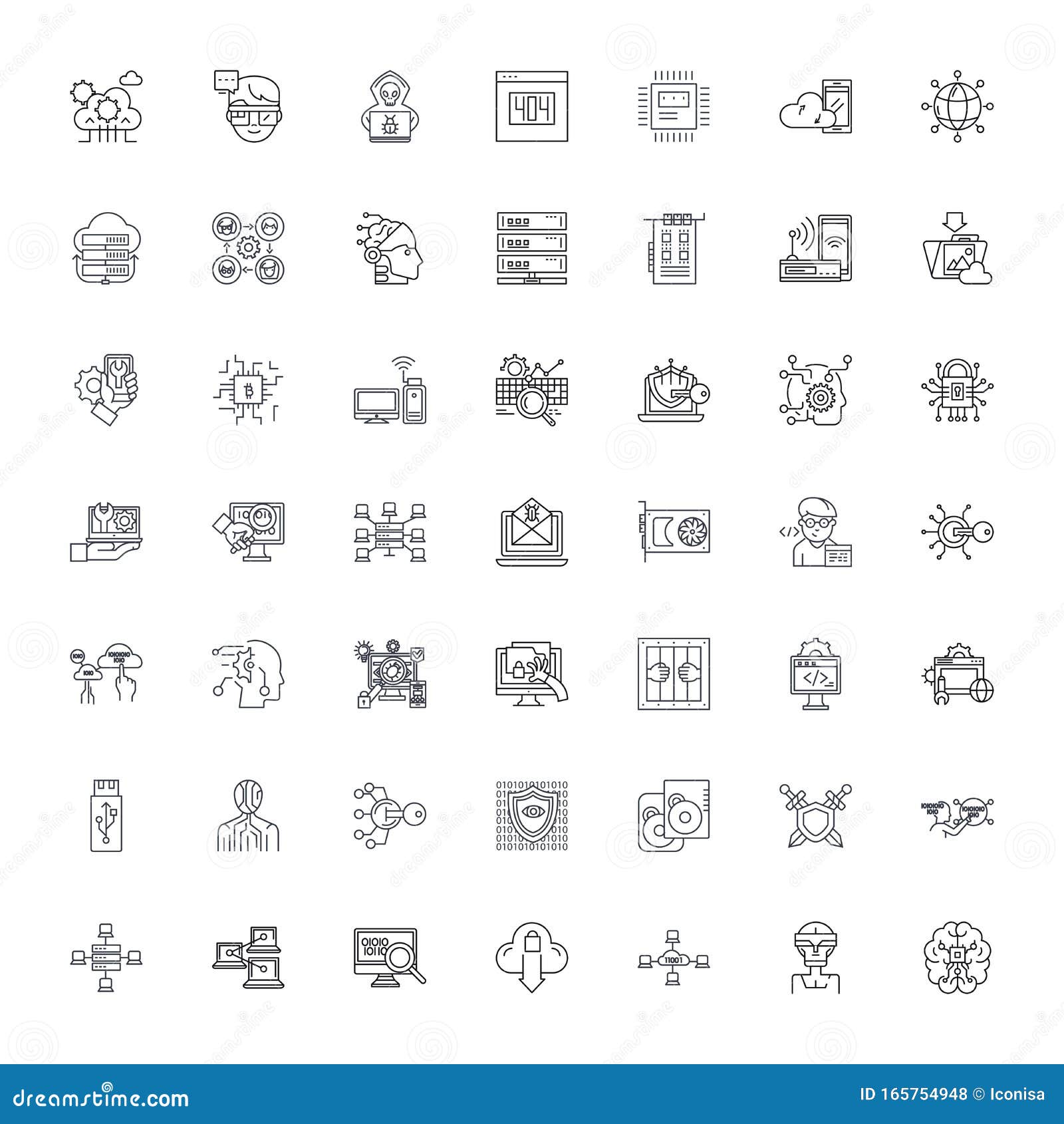 Computer Security System Linear Icons, Signs, Symbols Vector Line ...