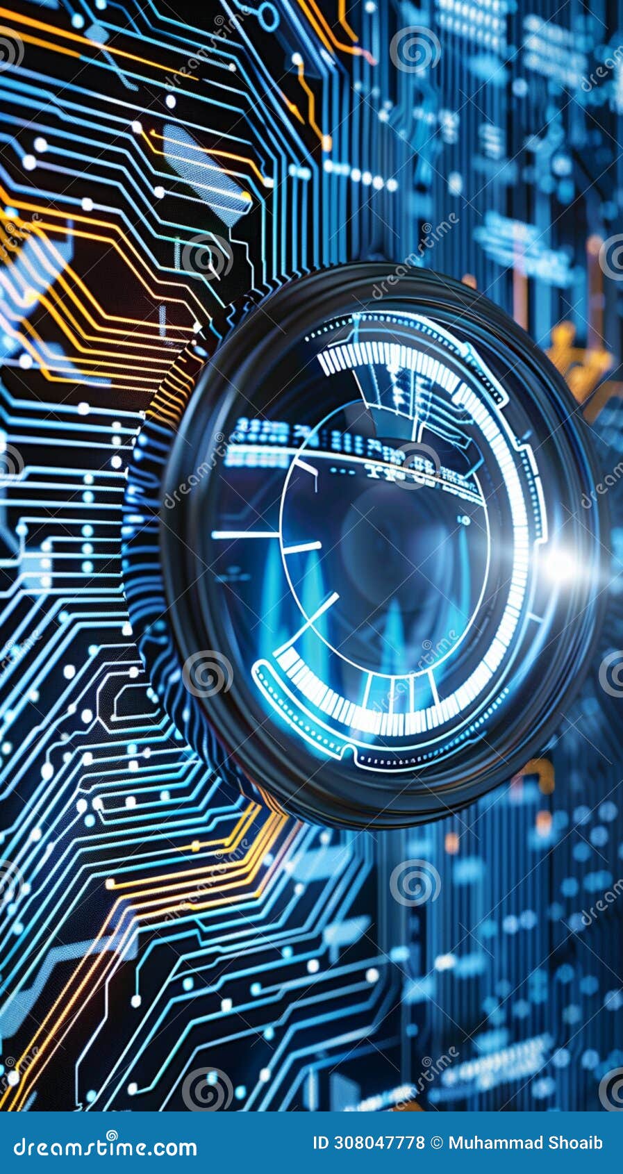 Computer Security System Magnified, Emphasizing Importance of ...