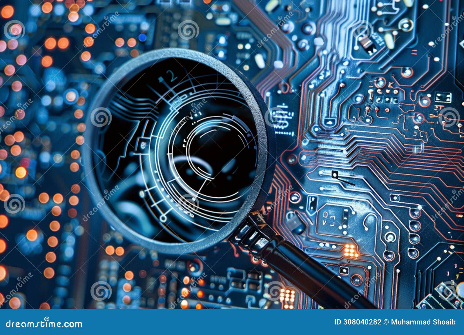 Computer Security System Magnified, Emphasizing Importance of ...