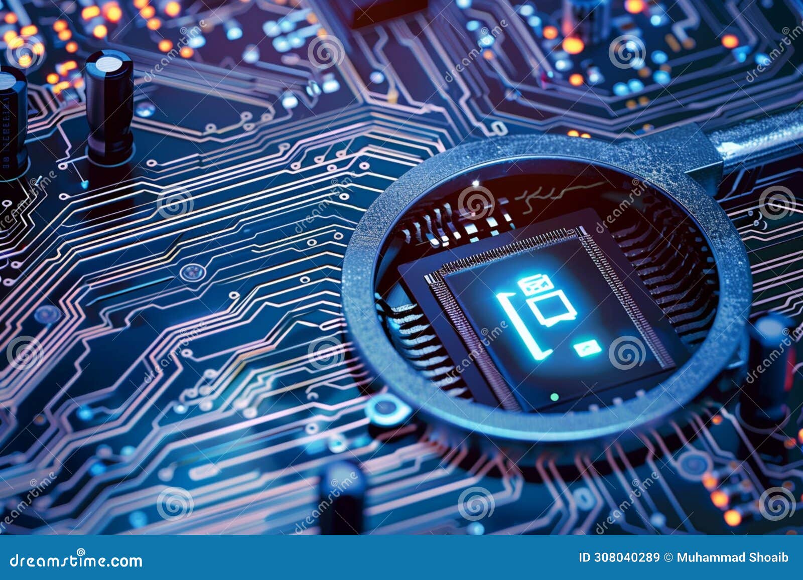 Computer Security System Magnified, Emphasizing Importance of ...