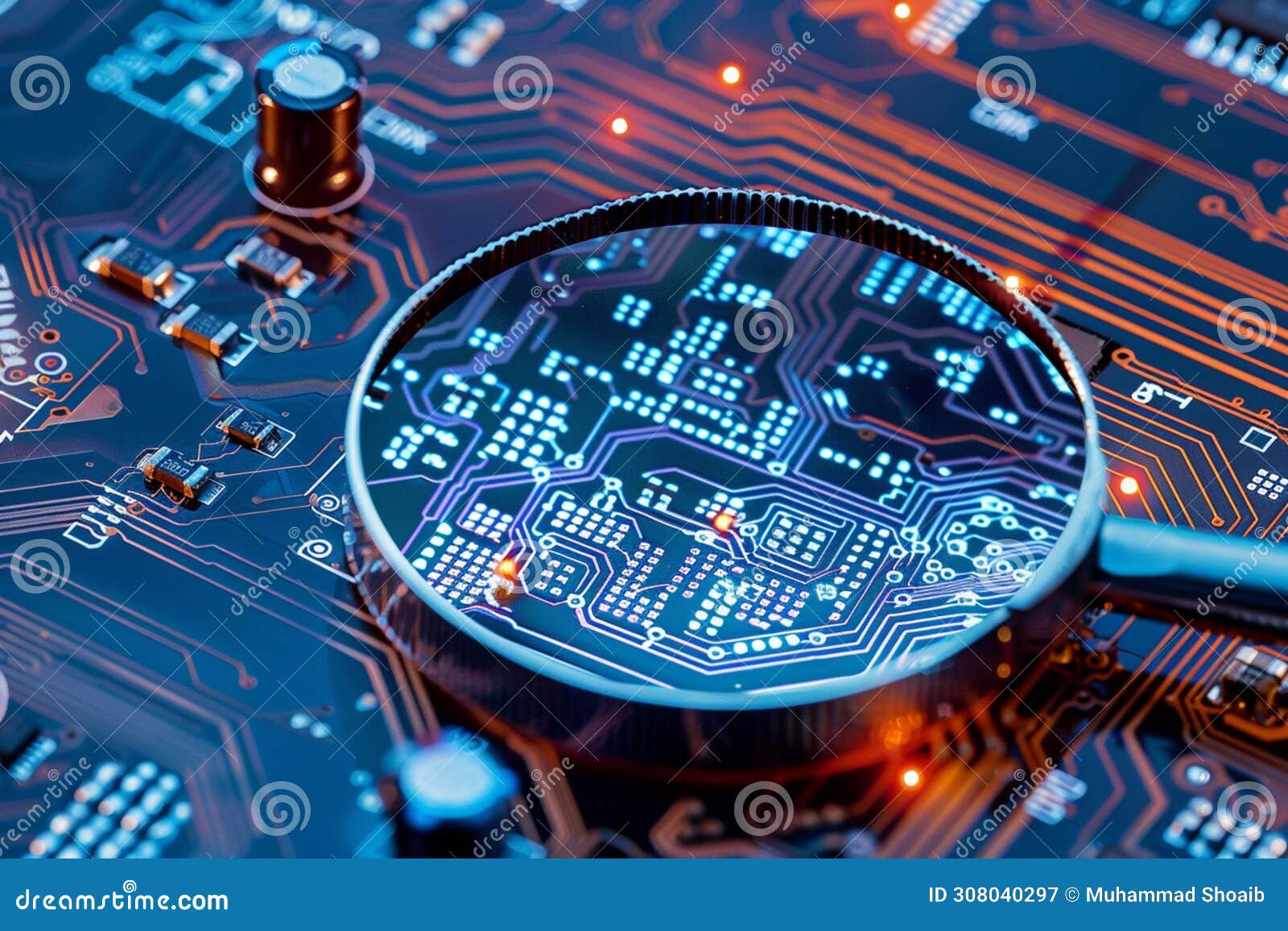 Computer Security System Magnified, Emphasizing Importance of ...