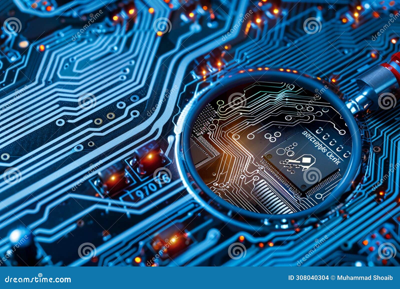 Computer Security System Magnified, Emphasizing Importance of ...