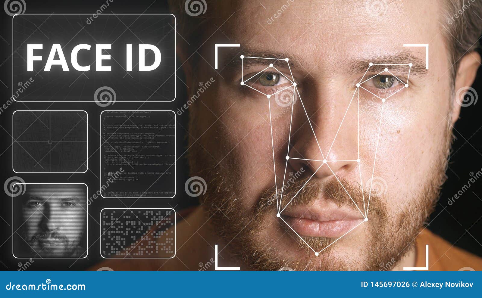 Computer Security System Scans Human Face Stock Photo - Image of ...