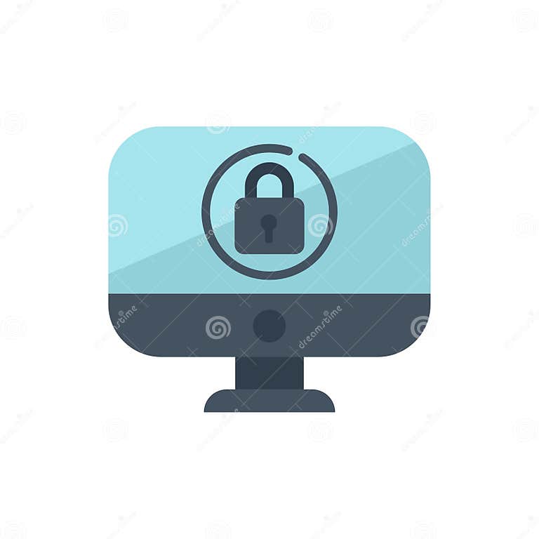 Computer Security System Showing Lock Icon on Screen Stock Illustration ...