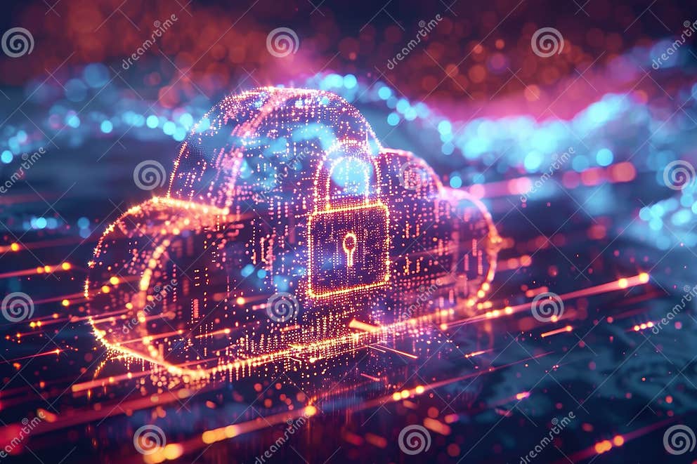 A Computer Security System is Shown in a Colorful, Abstract Style Stock ...