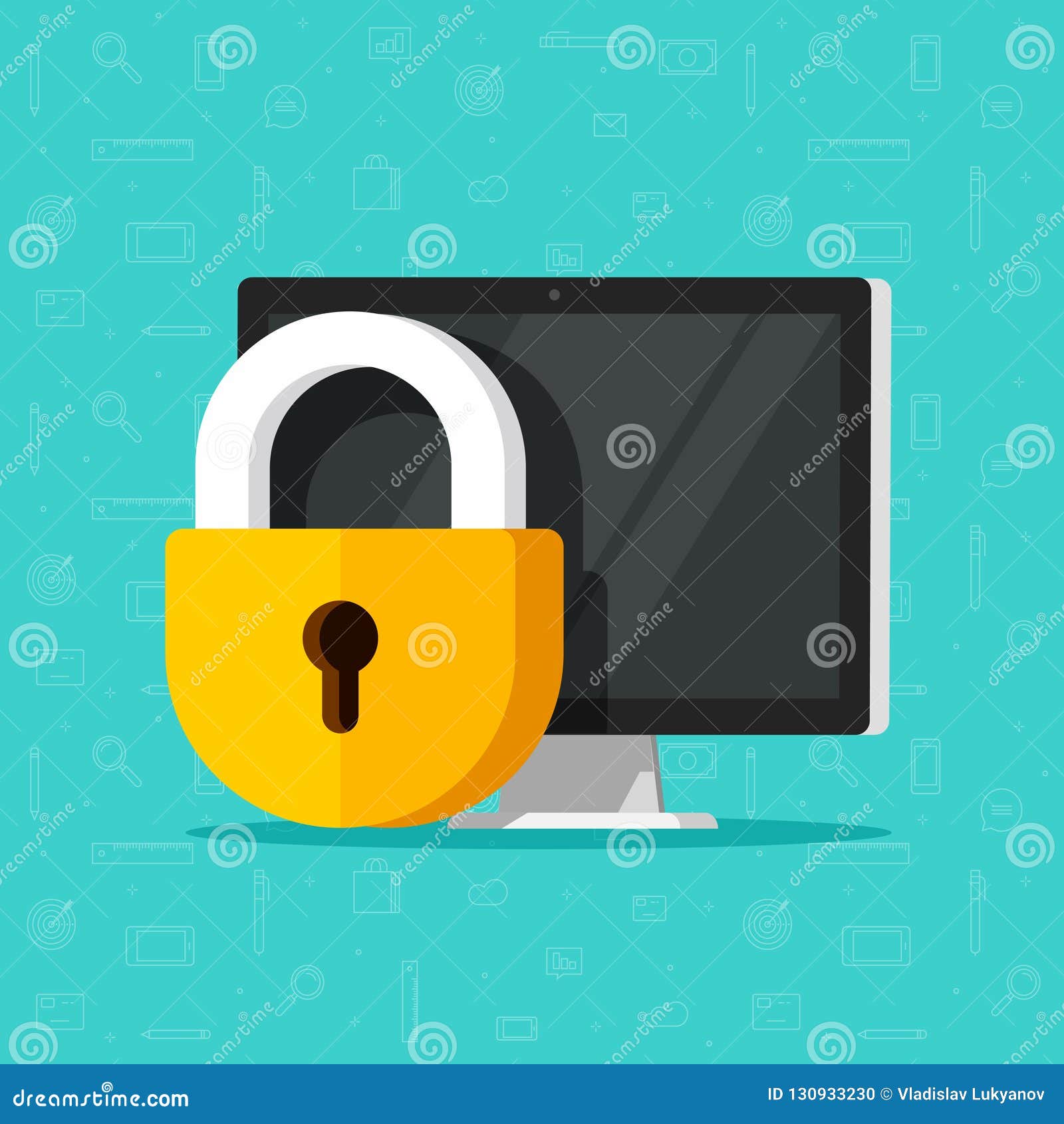 Computer Security Vector Illustration Isolated, Flat Cartoon Design ...