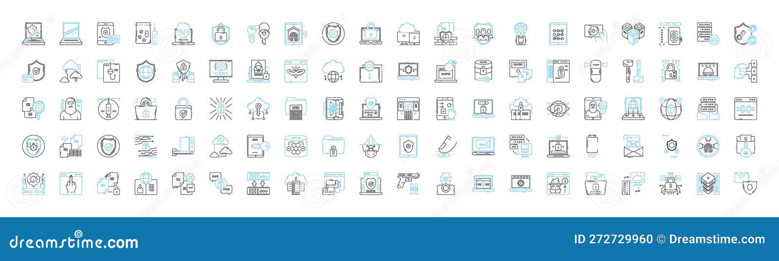 Computer Security Vector Line Icons Set. Antivirus, Firewall ...