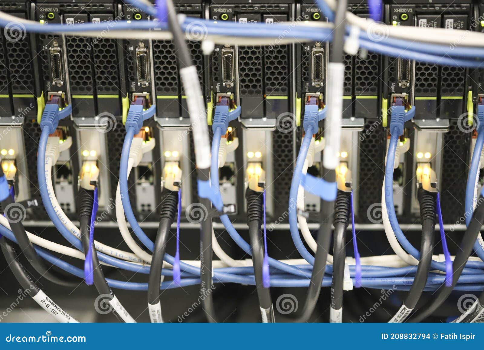 Computer Server Back View Cables Electronic Equipment Led Panels Stock ...