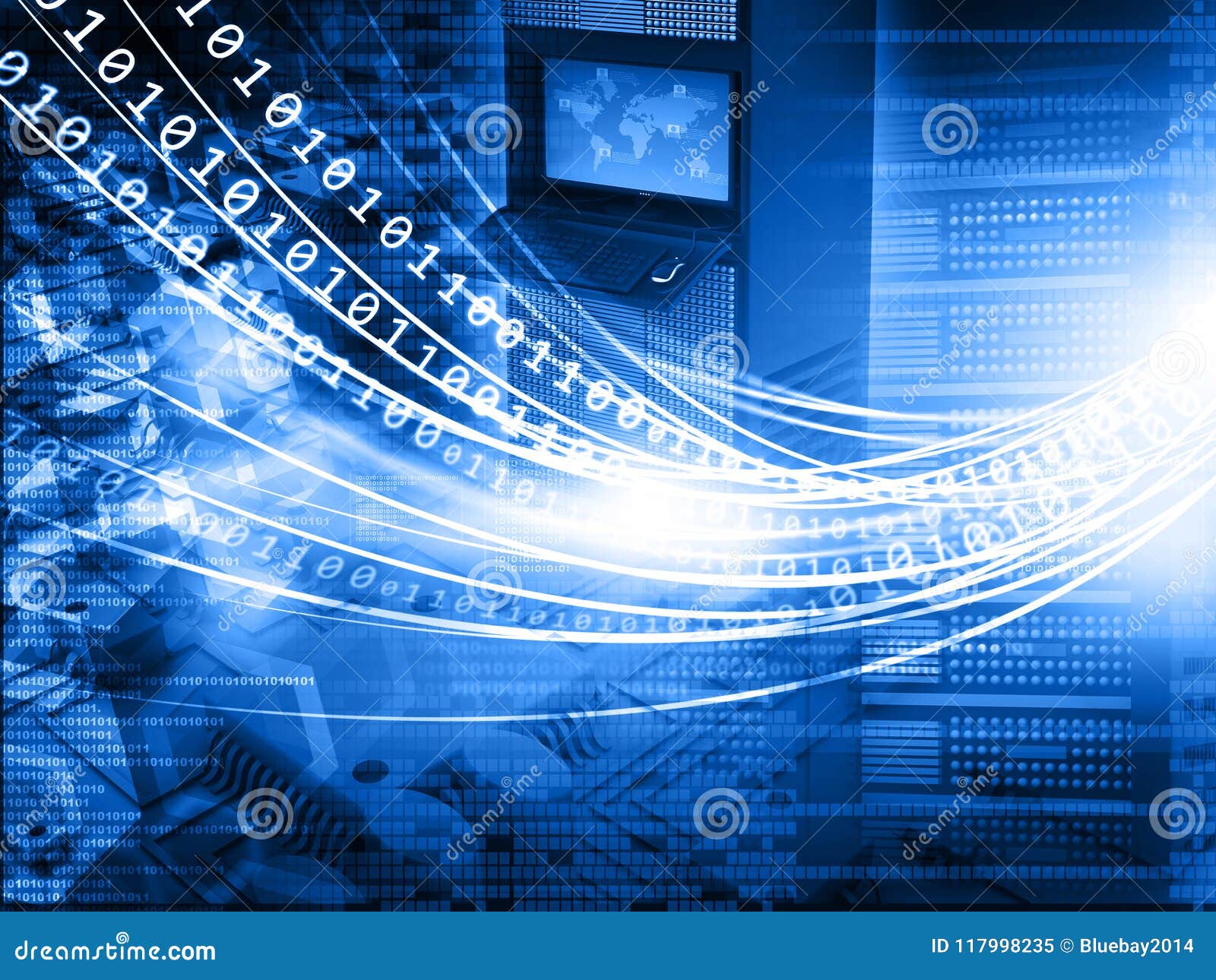 Binary Stream, Flow Of Information. Concept Of Blade Server, Storage ...