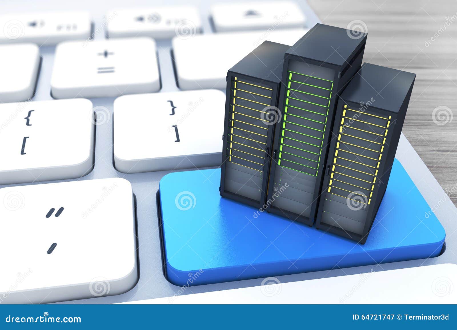 Computer Server on the Blue Button Keyboard Stock Illustration ...