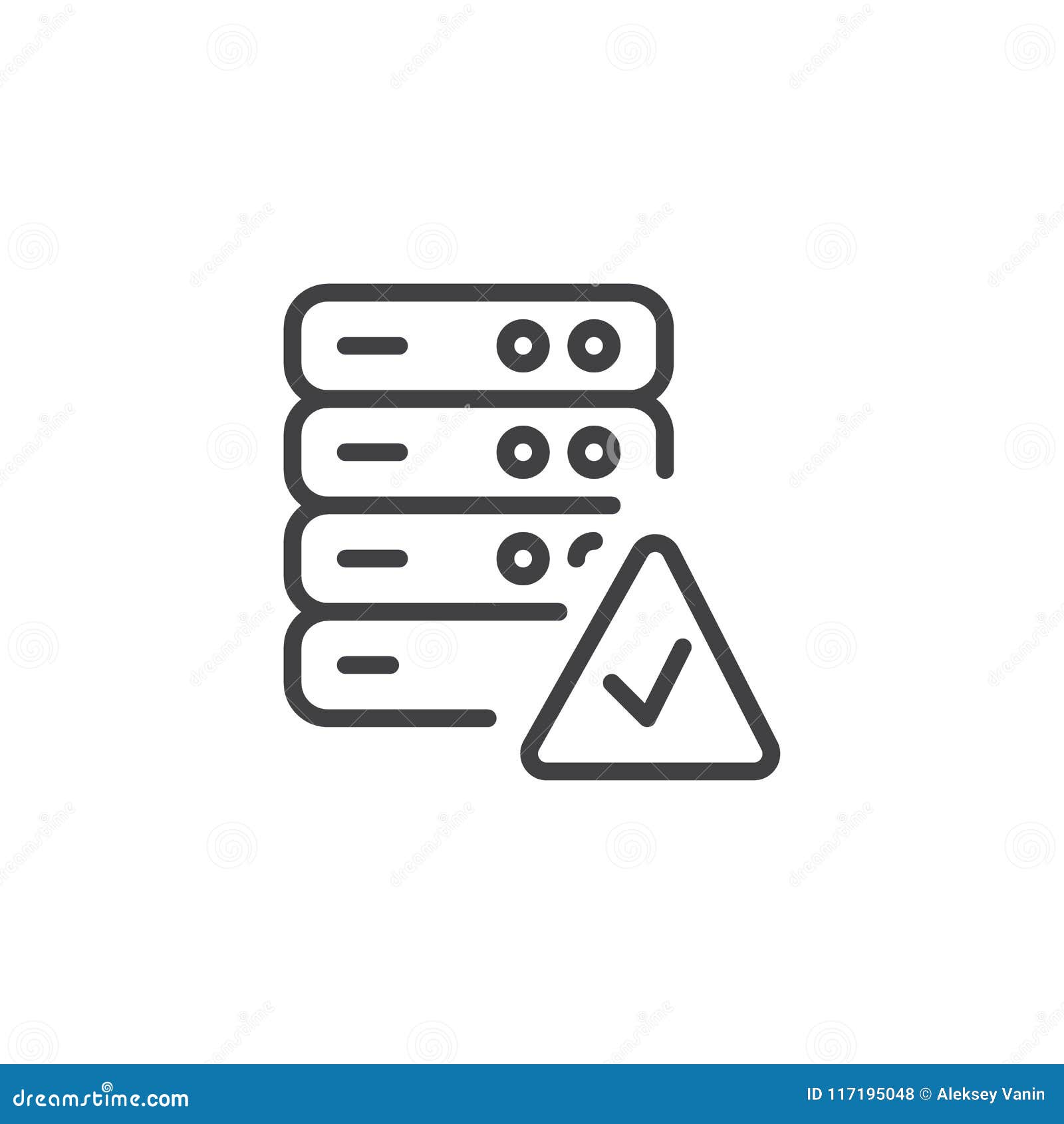 Computer Server with Check Mark Outline Icon Stock Vector ...