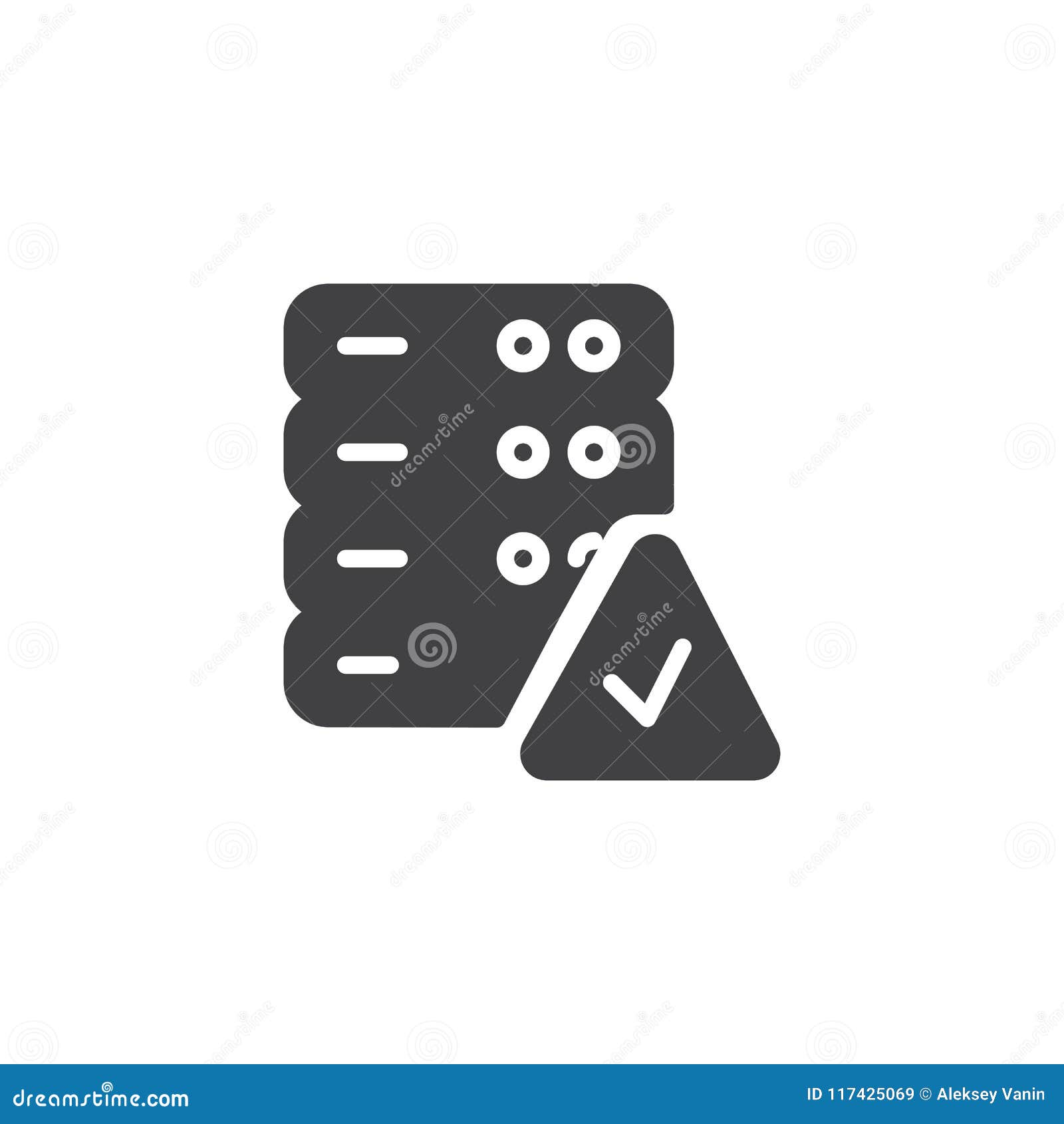 Computer Server with Check Mark Vector Icon Stock Vector - Illustration ...