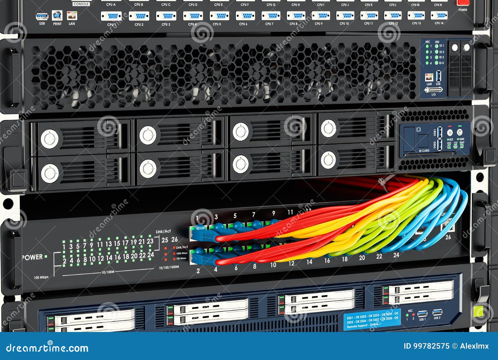 Computer Server Closeup, 3D Stock Illustration - Illustration of ...