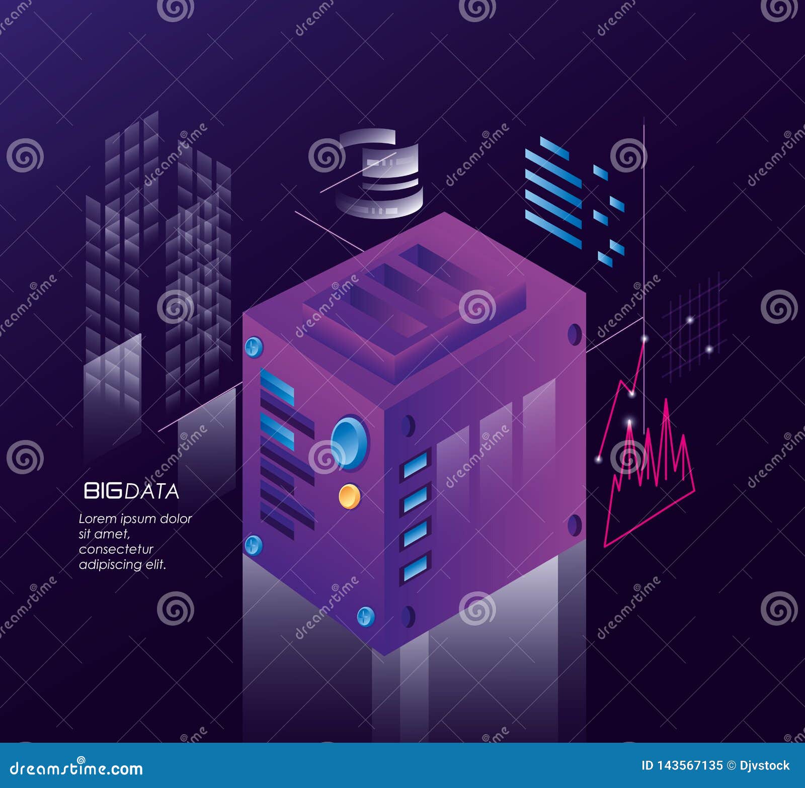 Computer Server with Data Center Icons Stock Illustration ...