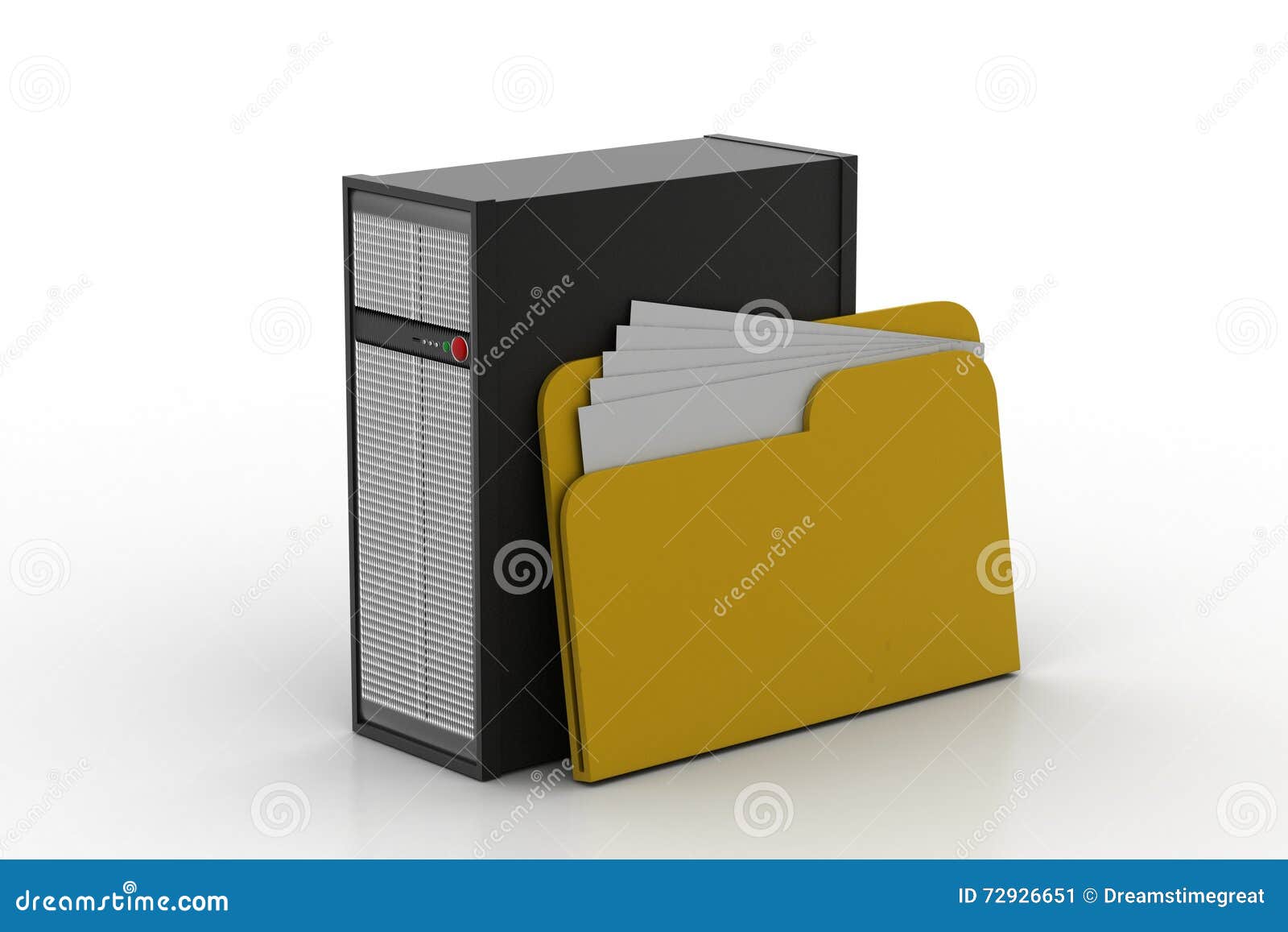 Computer Server with File Folder Stock Illustration - Illustration of ...