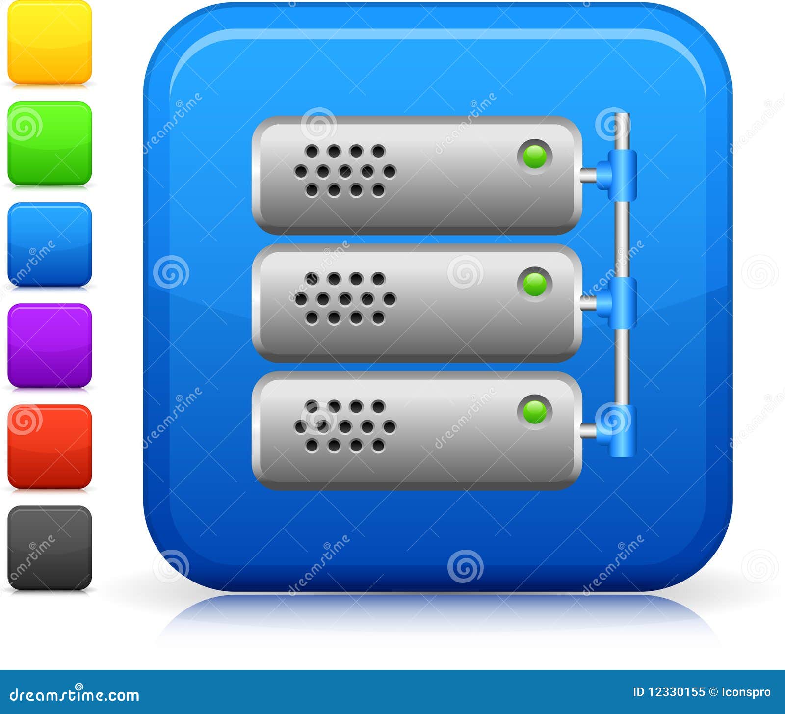 Computer Server Icon on Square Internet Button Stock Illustration ...