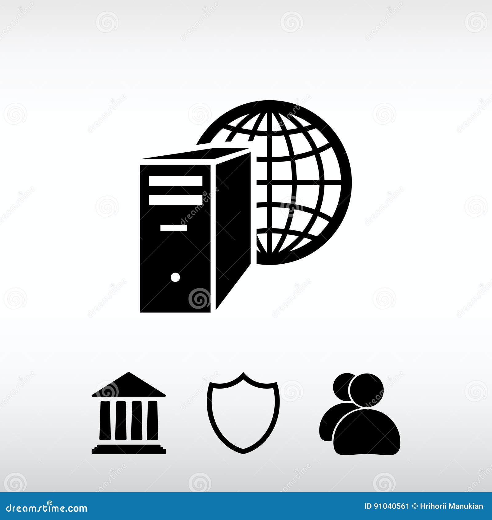 Computer Server Icon, Vector Illustration. Flat Design Style Stock ...