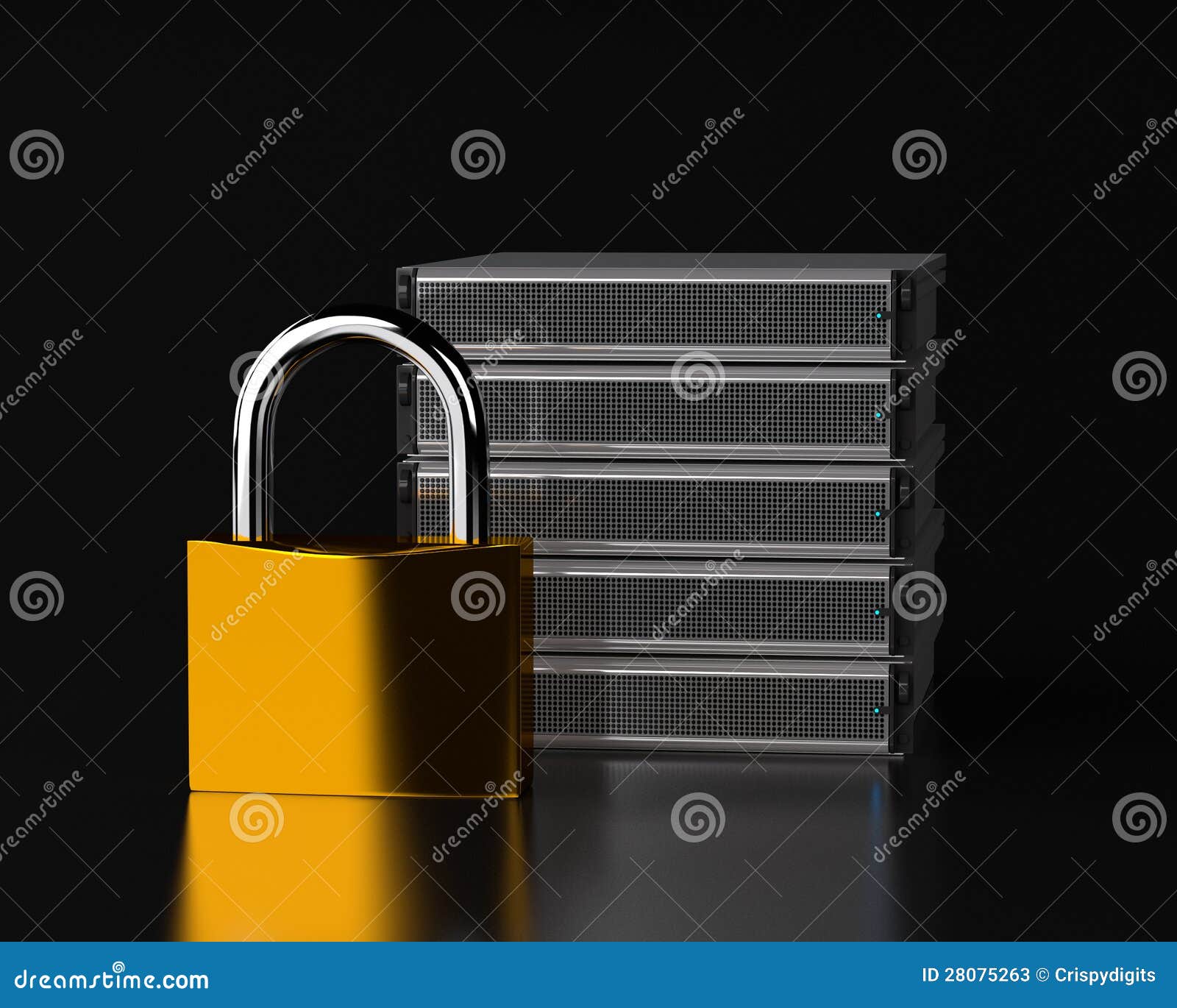 Computer Server with Lock stock illustration. Illustration of rack ...