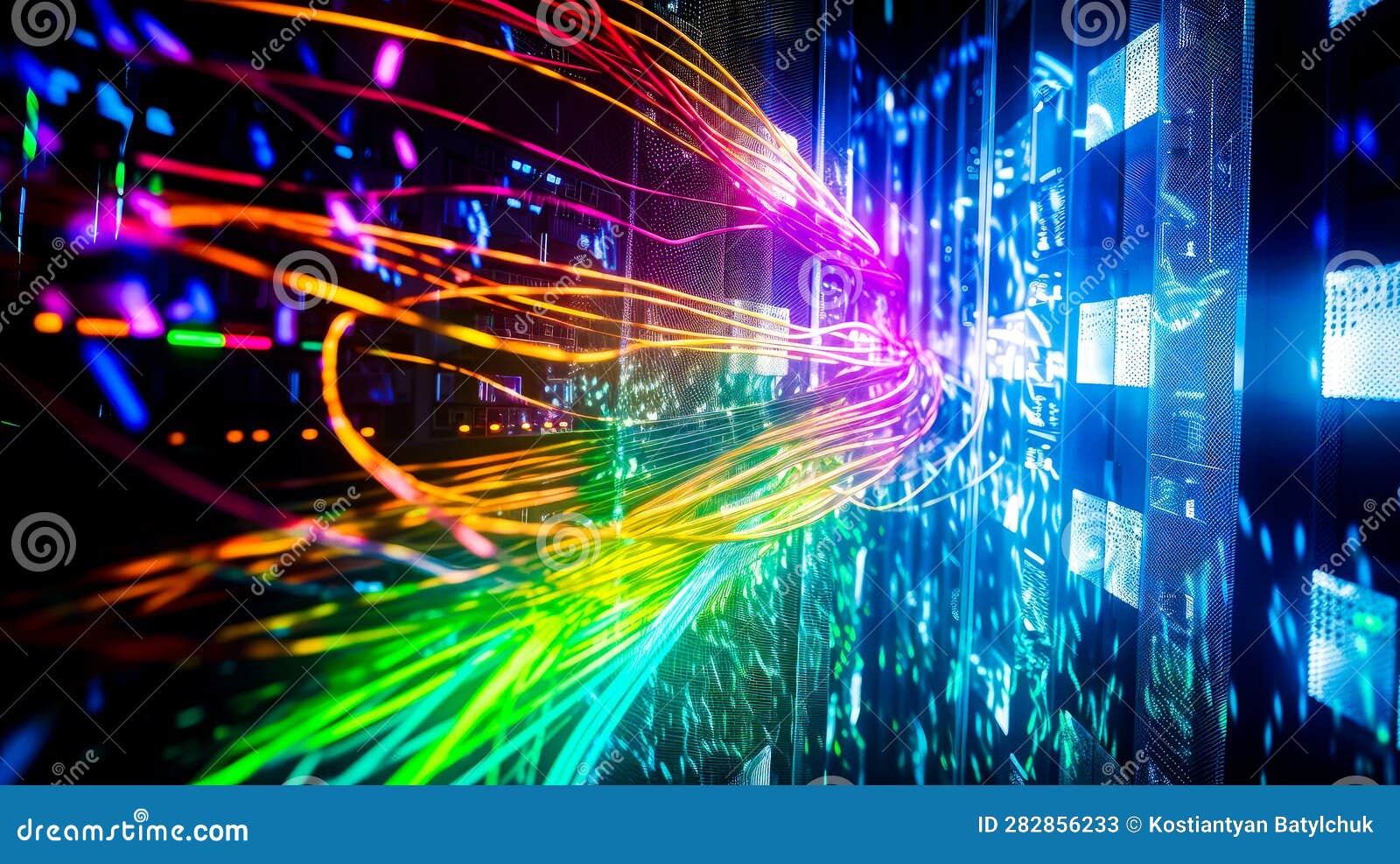 Computer Server with Lot of Wires in the Middle of the Room. Generative ...