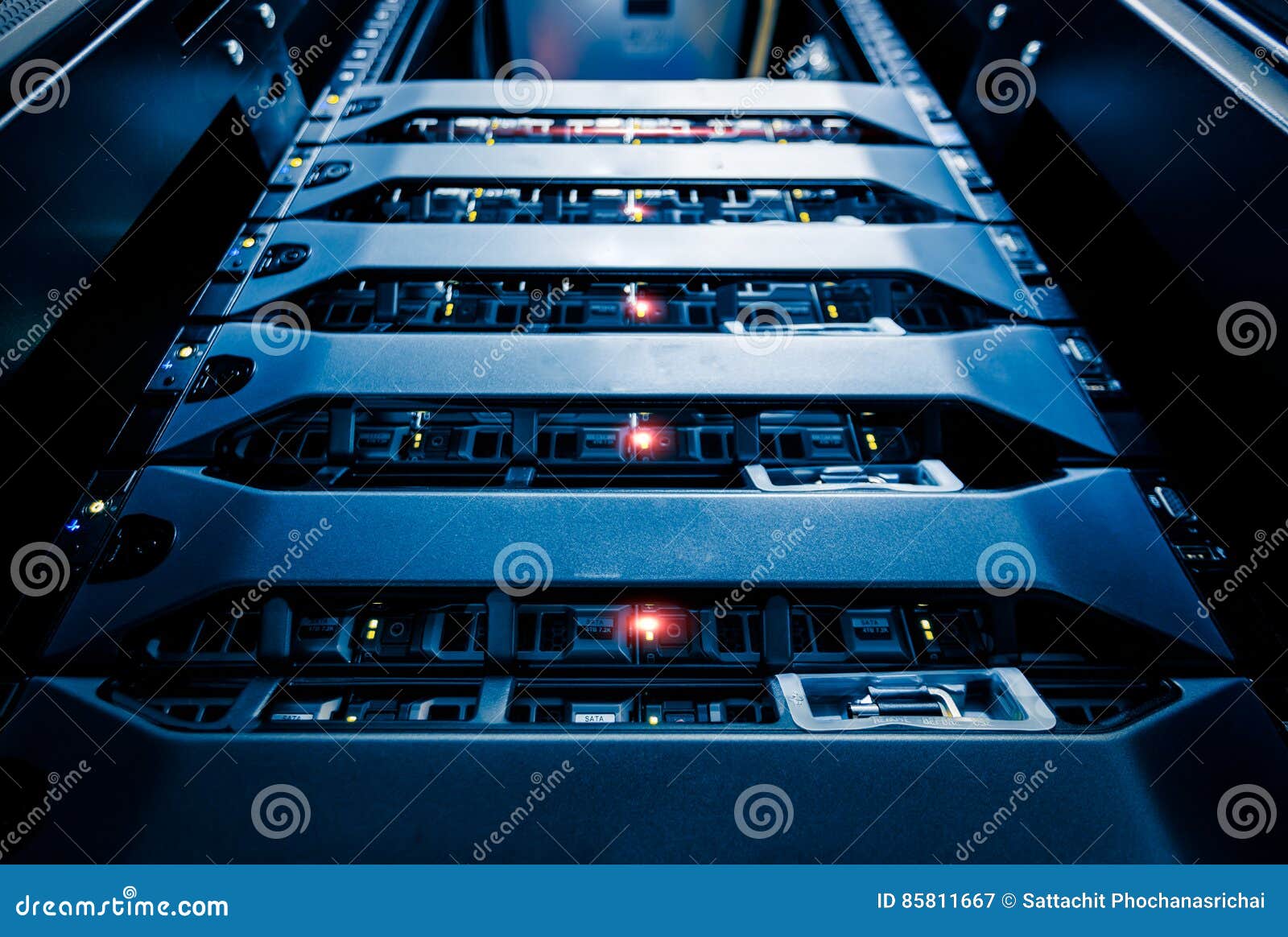 Computer Server Mount on Rack in Data Center Room Stock Image - Image ...