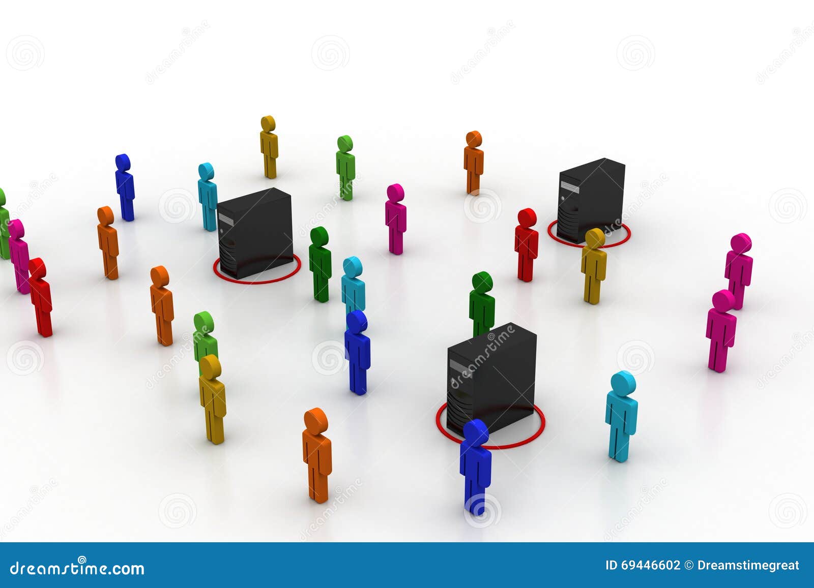 Computer Server Network with People Stock Illustration - Illustration ...