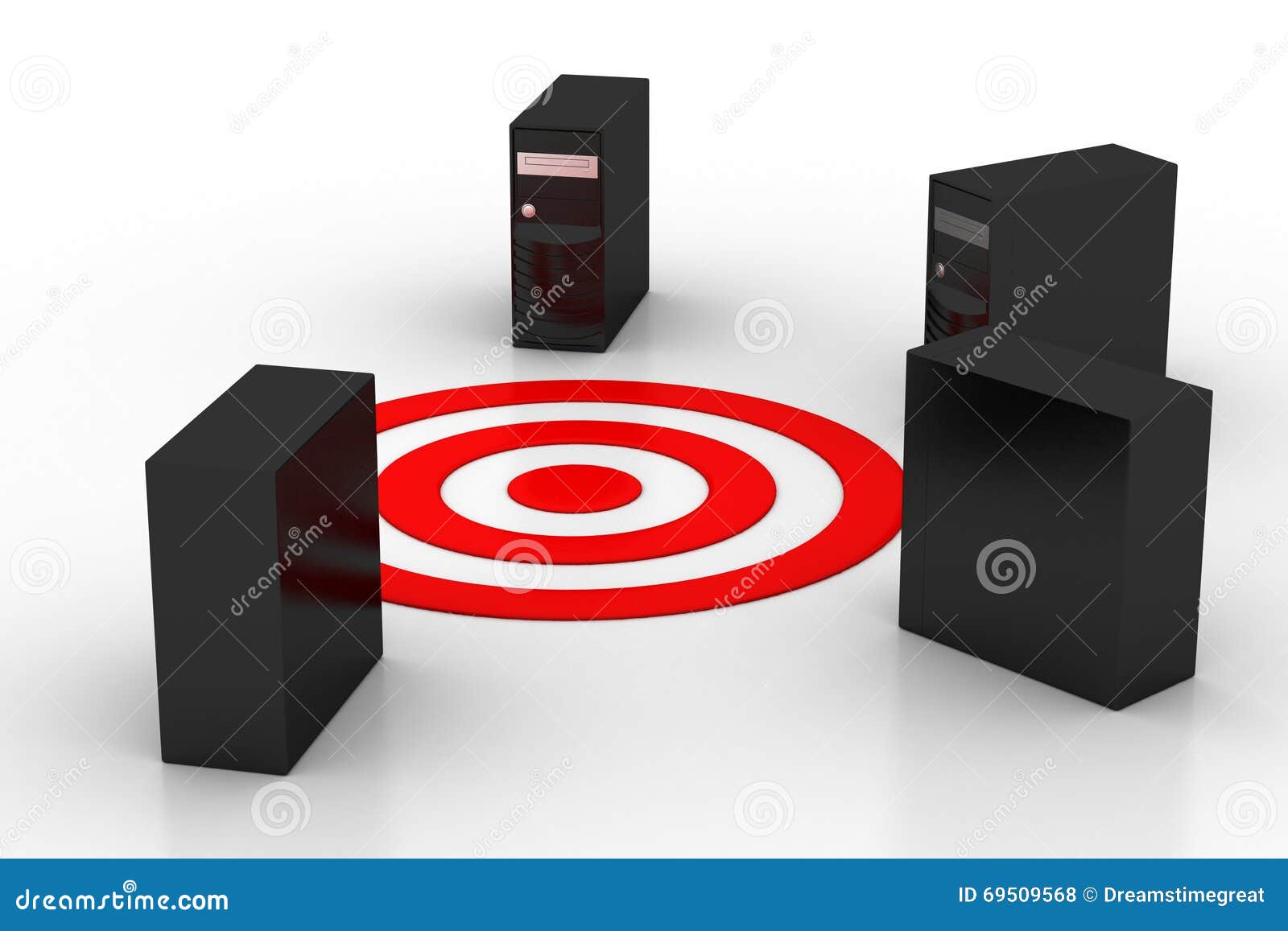 Computer Server Network with Target Icon Stock Illustration ...