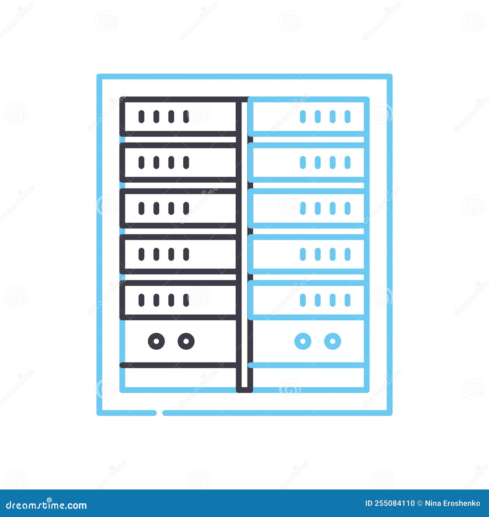 Computer Server Rack Line Icon, Outline Symbol, Vector Illustration ...