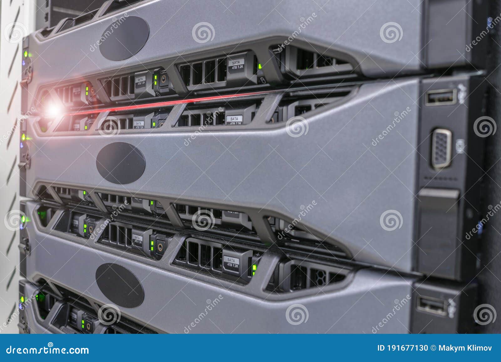 The Computer Server is in the Rack in the Server Room of the Data ...