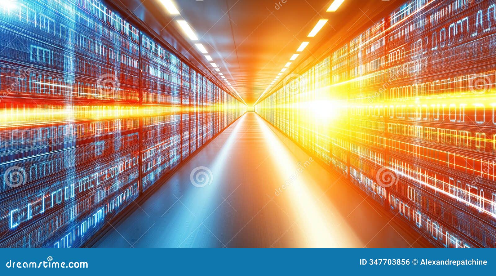 Computer Server Room with a Bright Orange Light Shining on it Stock ...