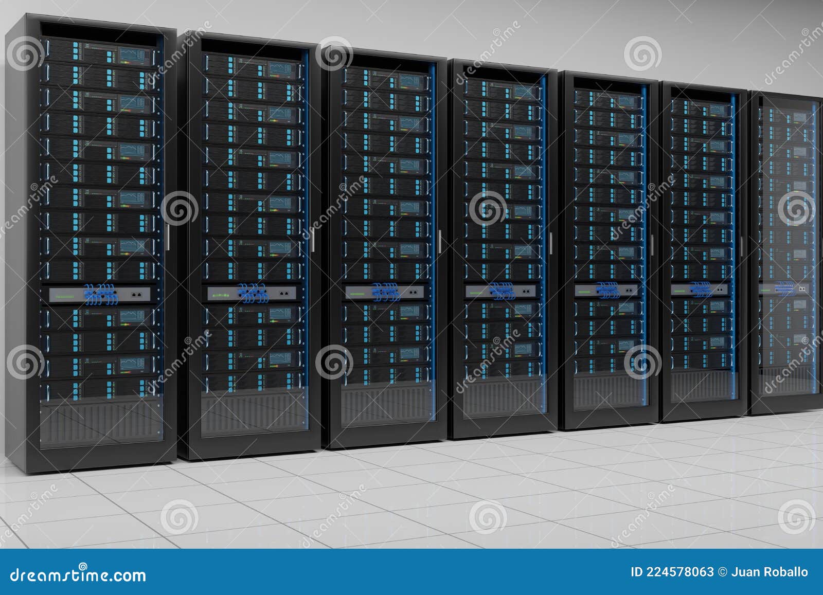 Computer Server Room. 3d Illustration Stock Illustration - Illustration ...