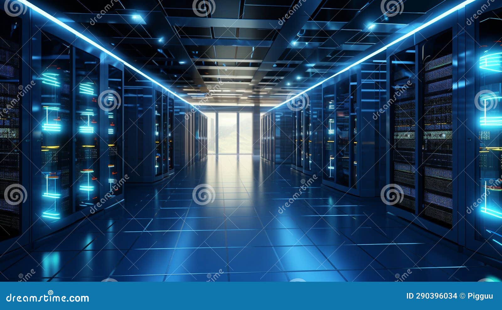 Computer Server Room. Data Center for Digital Database Collection ...