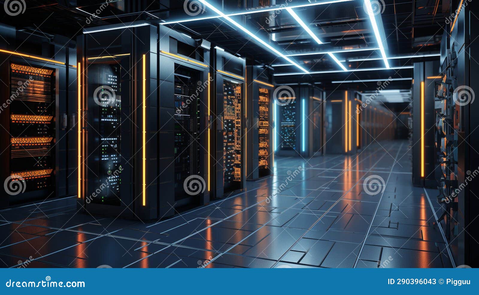 Computer Server Room. Data Center for Digital Database Collection ...