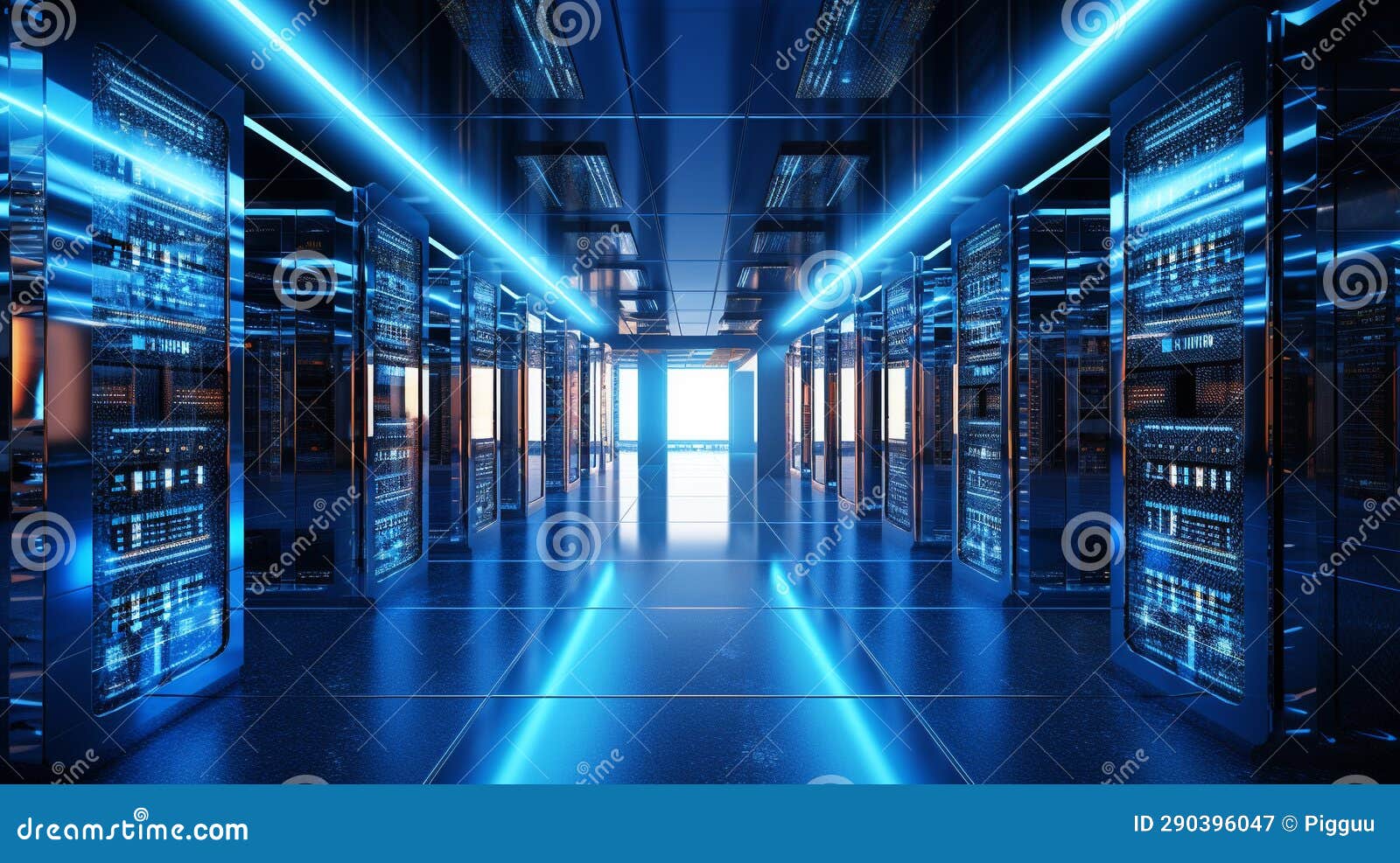 Computer Server Room. Data Center for Digital Database Collection ...