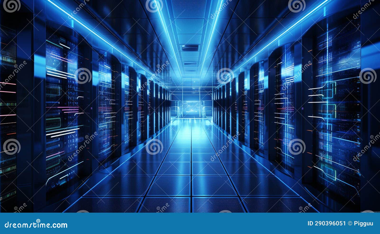 Computer Server Room. Data Center for Digital Database Collection ...