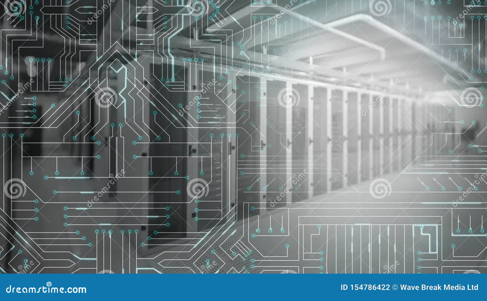 Computer Server Room and Glowing Computer Circuit Board Stock Footage ...