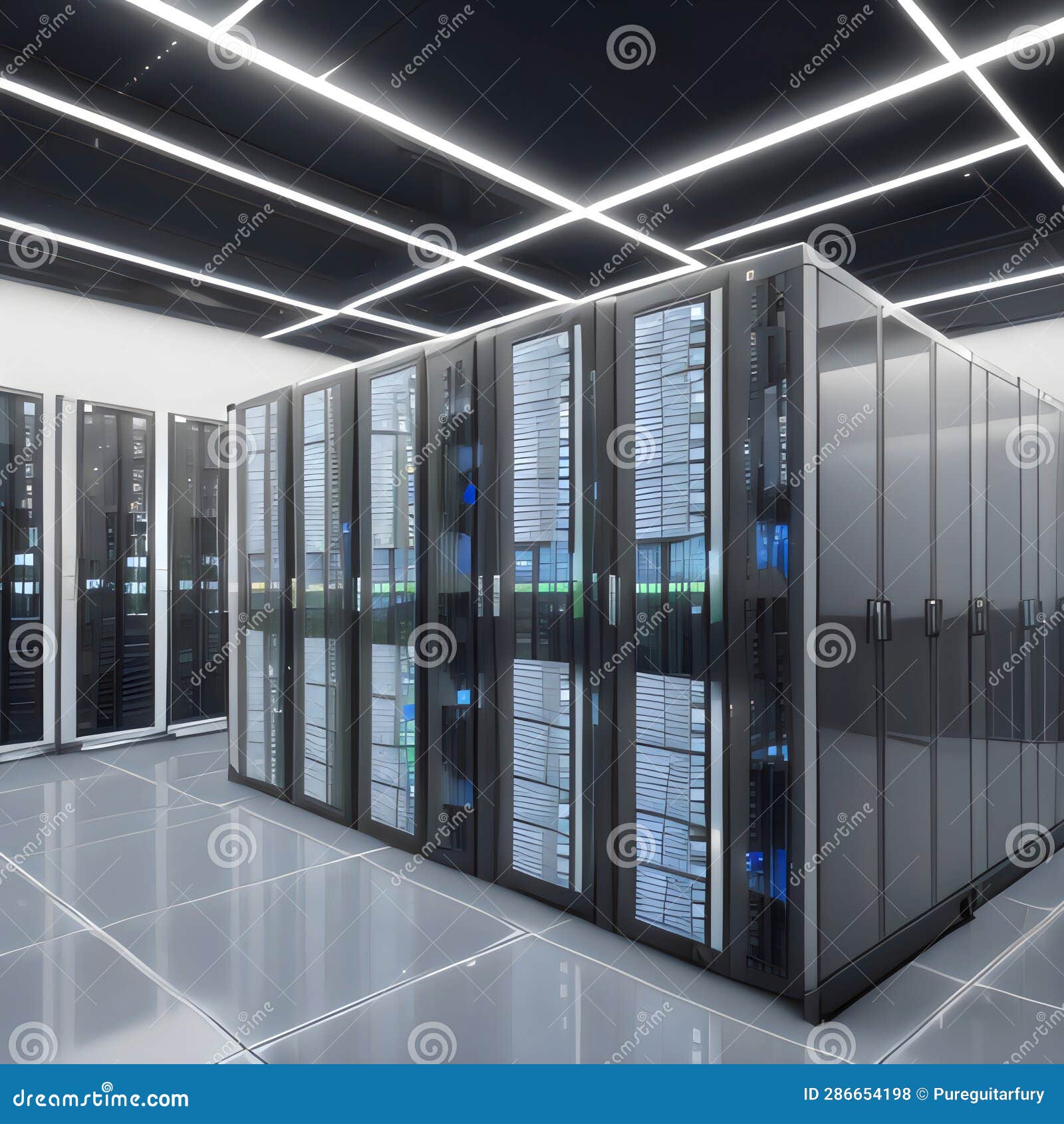 Computer Server Room stock illustration. Illustration of interior ...