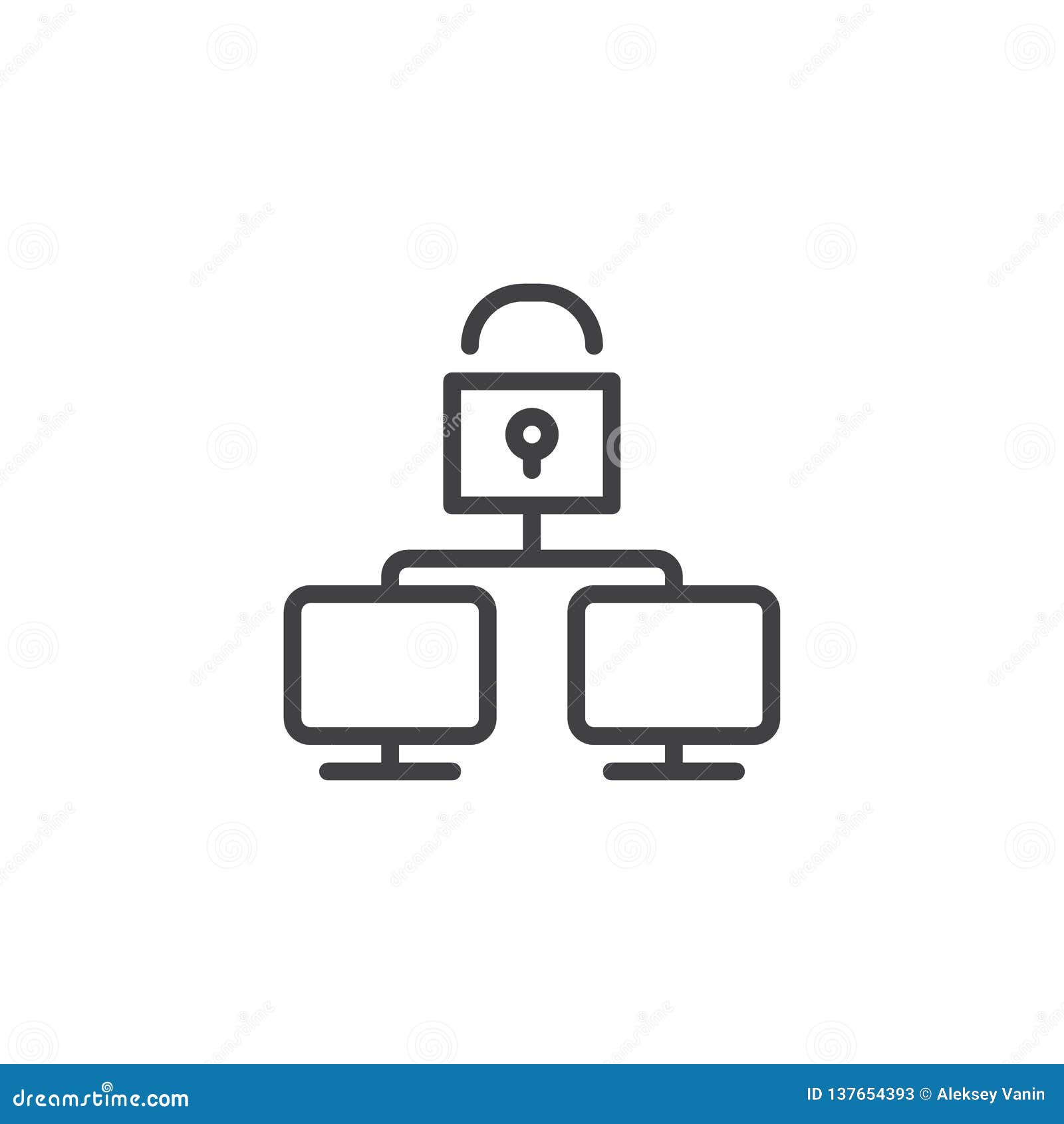 Computer Server Security Line Icon Stock Vector - Illustration of cloud ...