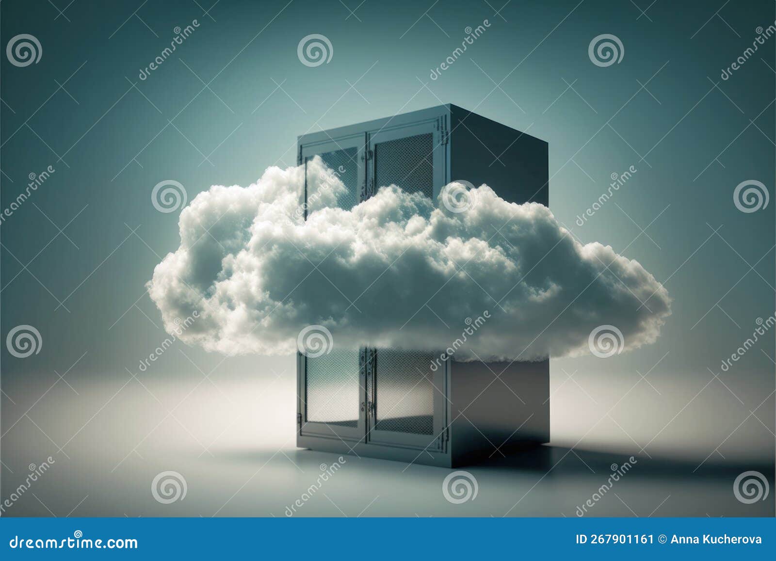 A Computer Server Stands in the Midst of a Swirling Cloud, Symbolizing ...