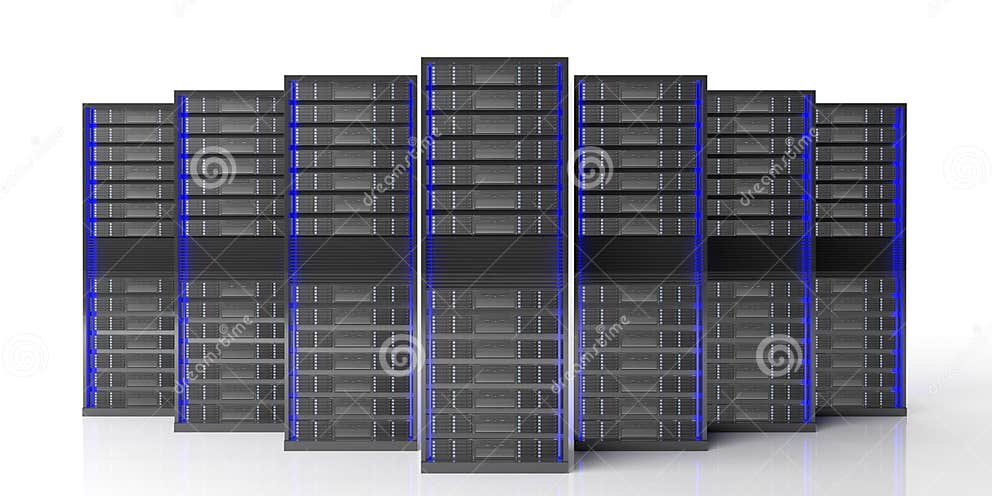 Computer Server Storage Units on White Background. 3d Illustration ...
