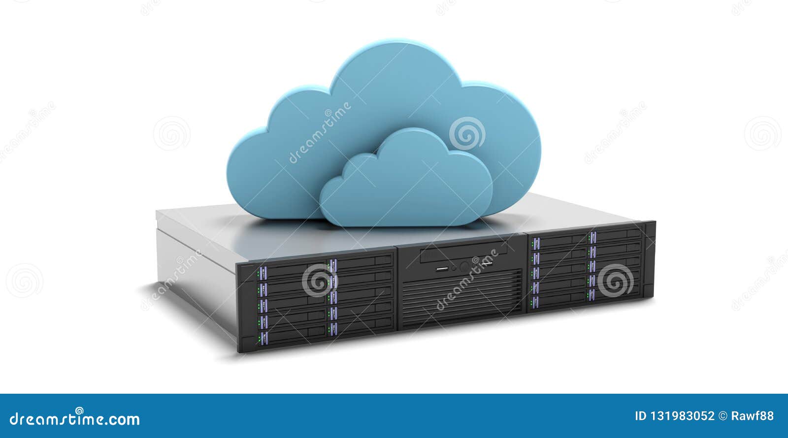 Computer Server Unit and Storage Cloud Isolated on White Background. 3d ...